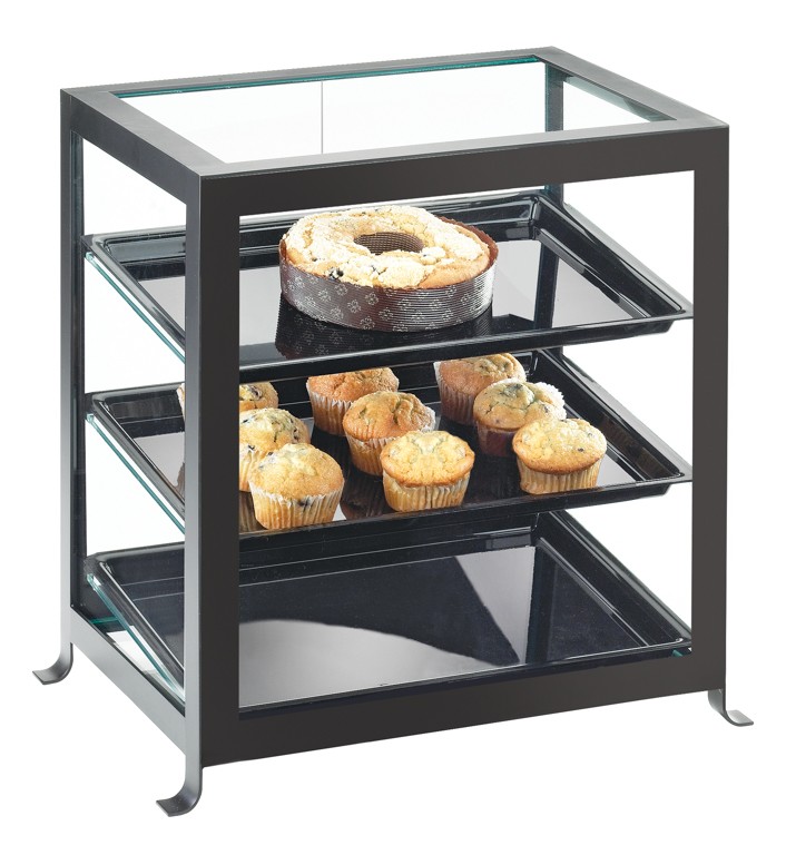 Soho Three Tier Black Display Case with Rear Doors - 21 1/4" x 15 3/4 ...