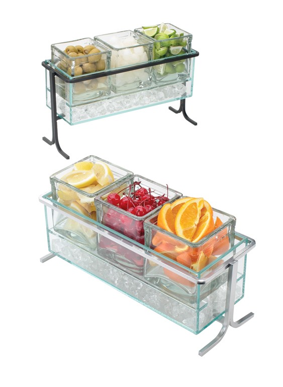 Black Iron Iced Glass Jar Display - 7" Height - Cal-Mil