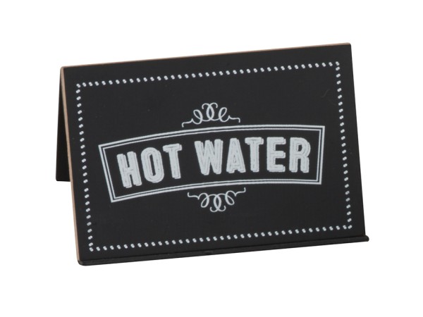 Chalkboard Beverage Sign with "Hot Water" Print - 3" x 2" x 2 - Cal-Mil